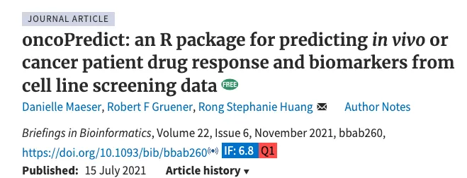 oncoPredict：根据细胞系筛选数据预测体内或癌症患者药物反应和生物标志物-腾讯云开发者社区-腾讯云