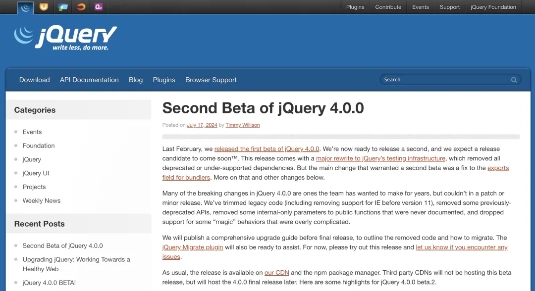 你可能不敢想象，2025 年，jQuery要更新到 4.0 了-腾讯云开发者社区-腾讯云
