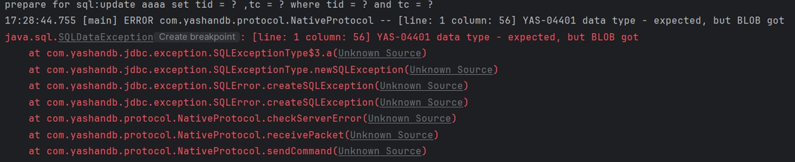 【YashanDB知识库】执行sql语句时报YAS-04401 data type - expected, but BLOB got异常-腾讯云开发者社区-腾讯云