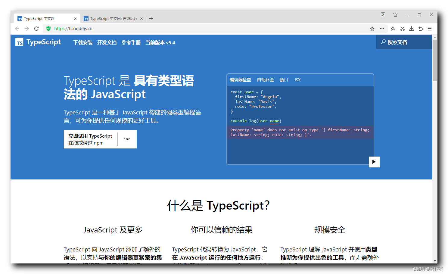 【OpenHarmony】TypeScript 语法 ① ( HarmonyOS 官网查找视频教程 | TypeScript 入门 | 网页运行 TS 语言 | 本地安装 TS 编译器 ...