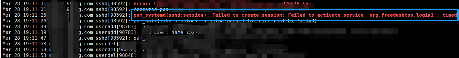 【转】ssh连接慢的原因调查及解决方案：Failed to activate service ‘org.freedesktop.login1‘-腾讯云开发者社区-腾讯云