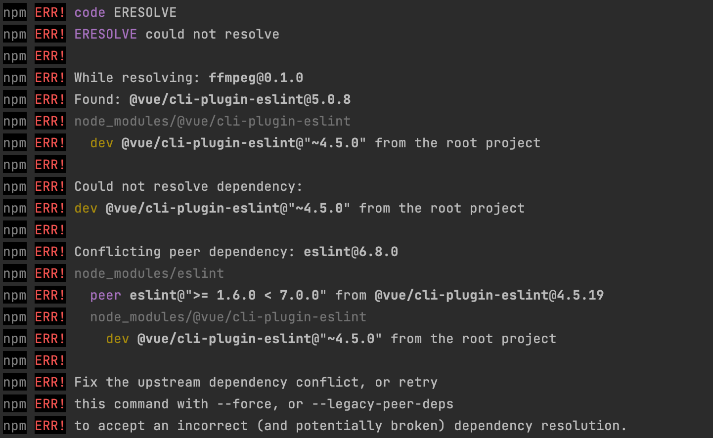 我在vue for ffmpeg.wasm中构建项目时出错了-腾讯云开发者社区-腾讯云