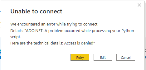 通过Python将CSV导入Power BI时出现“拒绝访问”错误-腾讯云开发者社区-腾讯云