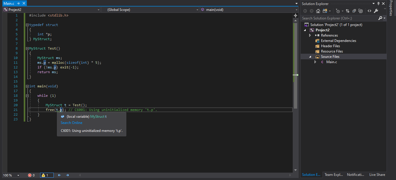 不合逻辑的C6001警告:用Visual在C中使用未初始化的内存警告-腾讯云开发者社区-腾讯云