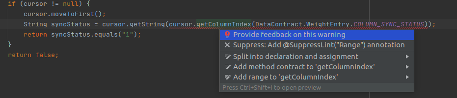 SQLite getColumnIndex函数在Android中突出显示为错误-腾讯云开发者社区-腾讯云