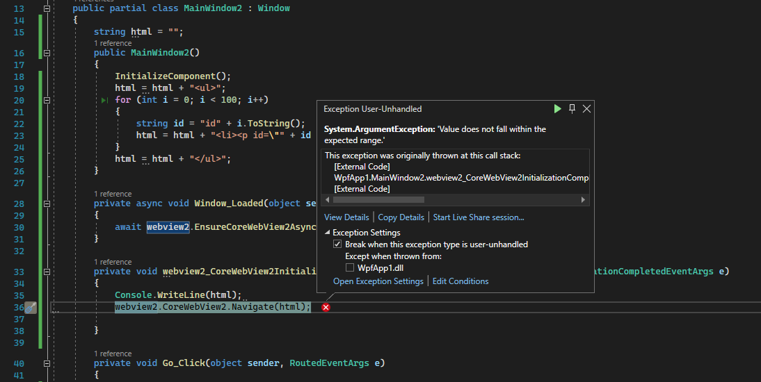 WebView2: System.ArgumentException：“值不属于预期范围。”-腾讯云开发者社区-腾讯云
