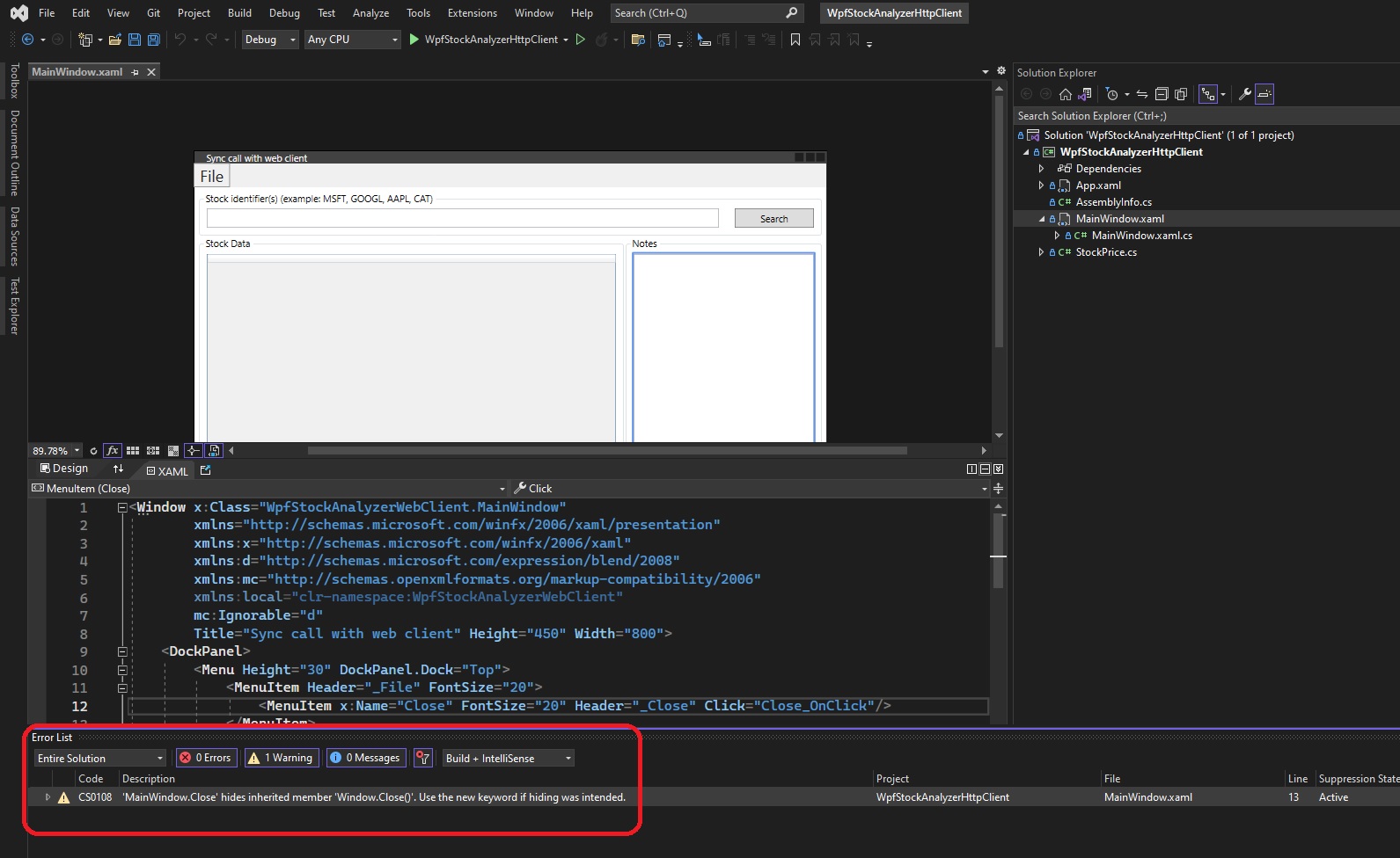 Wpf:警告CS0108：'MainWindow.Close‘隐藏继承的成员'Window.Close()’。如果有意隐藏，则使用新关键字 ...