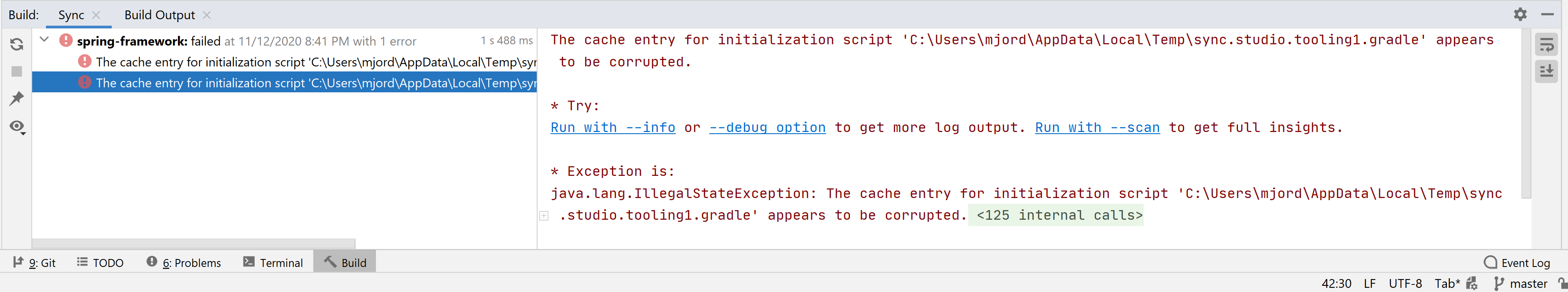 IntelliJ IDEA (2020.2)：Gradle:初始化脚本的缓存条目(似乎已损坏)-腾讯云开发者社区-腾讯云