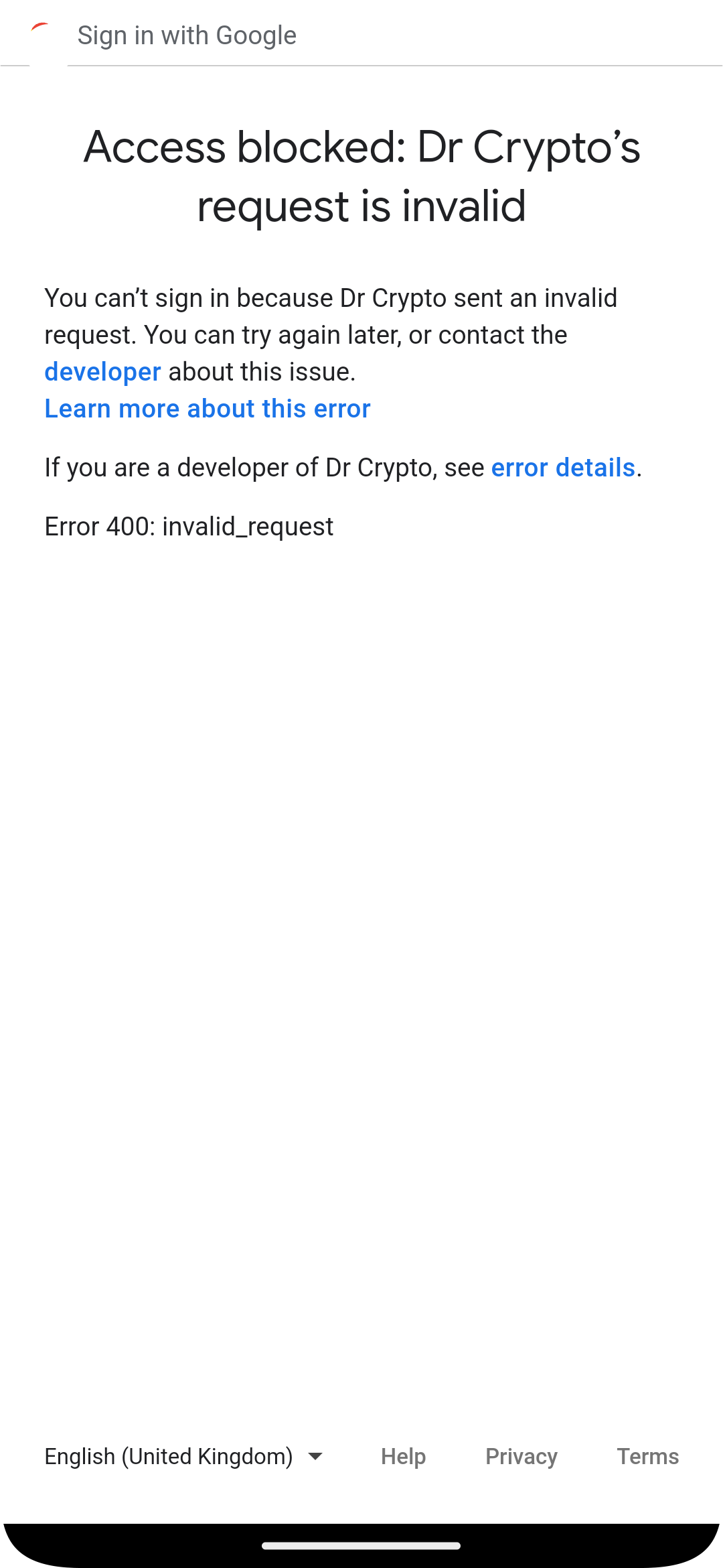 Google OAuth 2.0失败并出现错误400: invalid_request表示某些client_id无法登录，因为“应用程序”发送了无效的请求-腾讯云开发者社区-腾讯云
