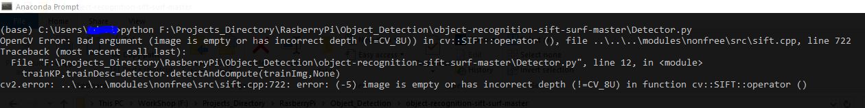 错误：(-5)函数cv::SIFT::operator ()中的图像为空或深度(!=CV_8U)-腾讯云开发者社区-腾讯云