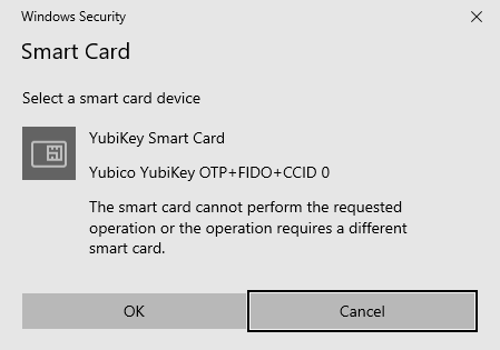 Yubikey PIV“智能卡无法执行请求的操作。-腾讯云开发者社区-腾讯云