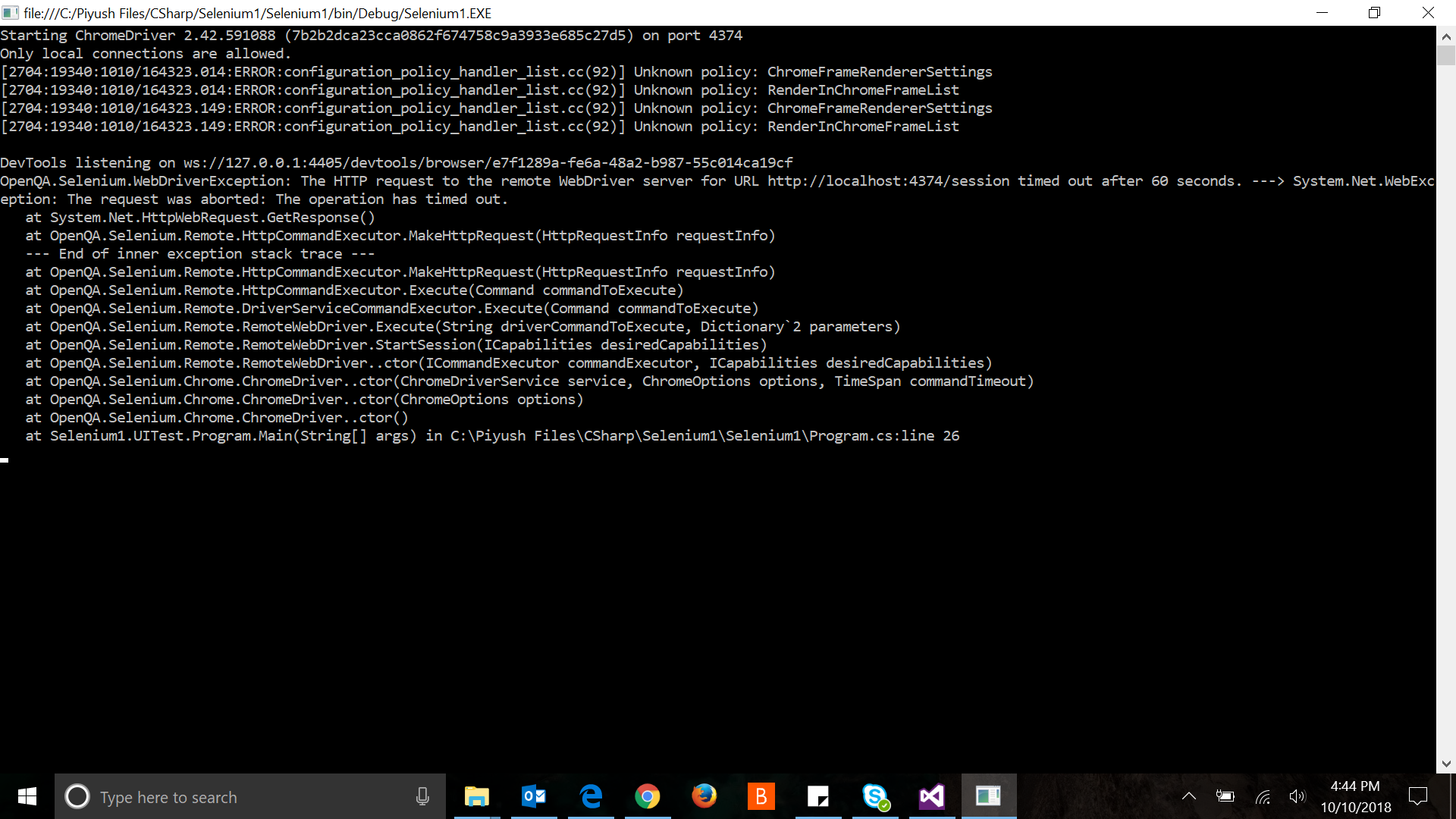 引发的异常：“OpenQA.Selenium.WebDriverException”在WebDriver.dll中-腾讯云开发者社区-腾讯云