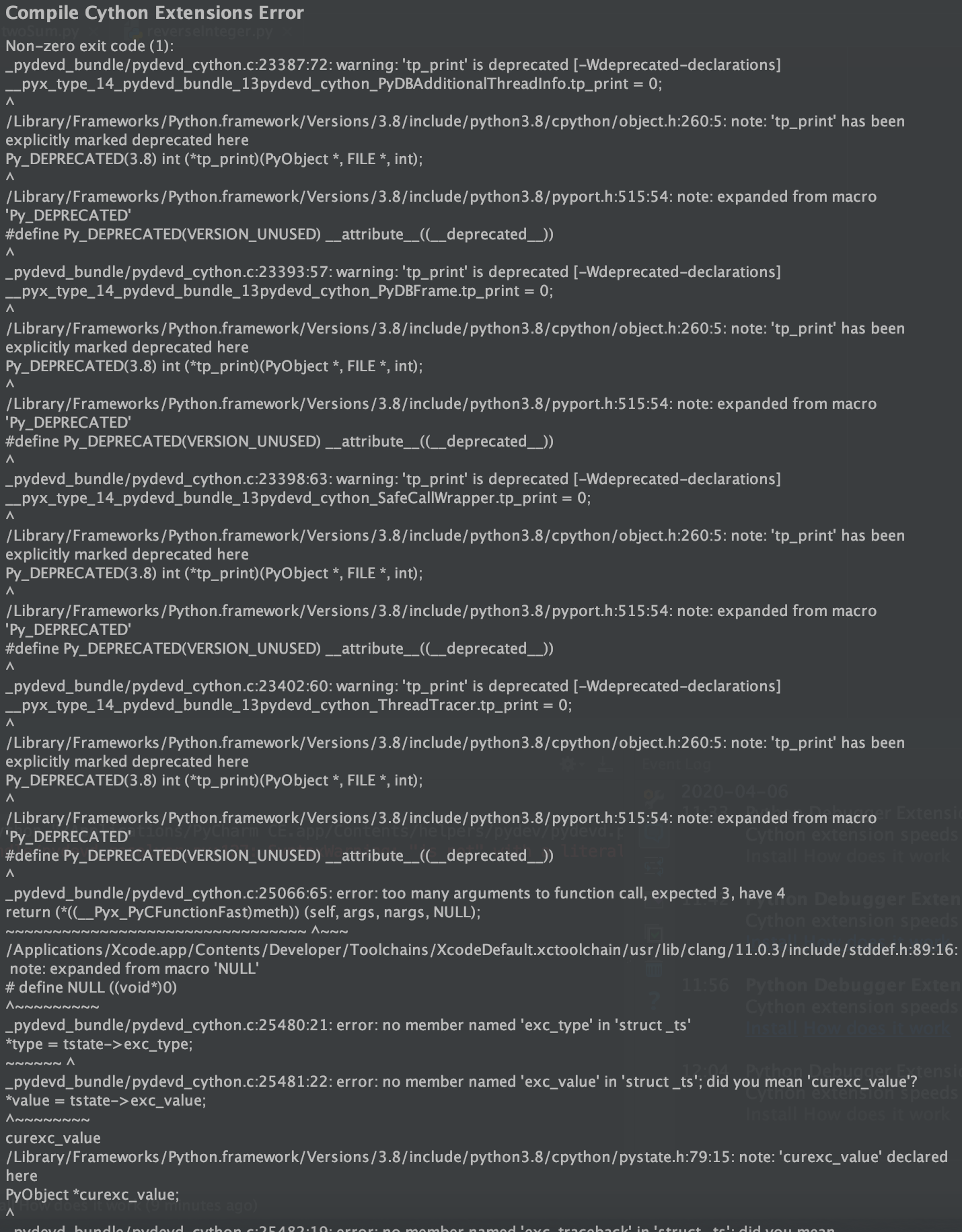 Python3.8.2编译Cython扩展错误警告：'tp_print‘是不推荐的-腾讯云开发者社区-腾讯云