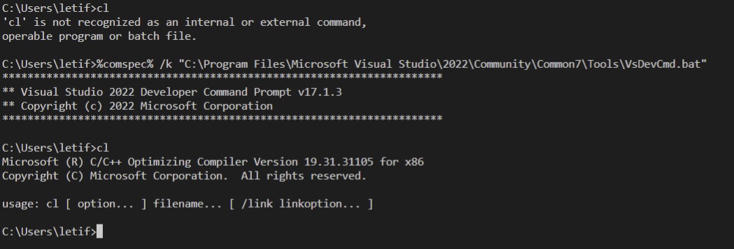 VS代码通过VS Developer命令提示符打开，不识别'cl‘-腾讯云开发者社区-腾讯云