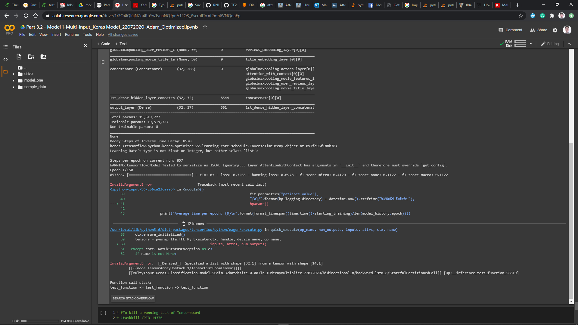 add_weight()在Keras中使用自定义注意(层)时获得了参数'name‘的多个值-腾讯云开发者社区-腾讯云